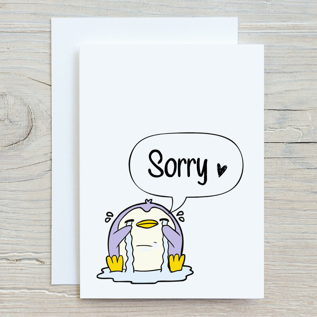 Sorry Card | Penguin Design | Apology Card – Dinky Designs